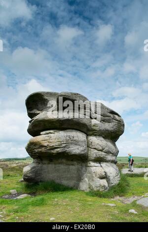 Eagle Stone rock formation on Baslow Edge in the Peak District National ...