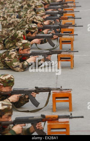 Paramilitary policemen are seen during a training session at a military ...