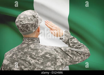 Flag of Nigeria on military uniform. Army, soldiers, Africa (collage ...