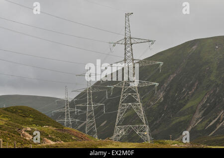 Electric pylons on the A9 in the Scottish Highlands Stock Photo - Alamy