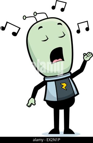 A cartoon little green alien singing a song Stock Vector Image & Art ...