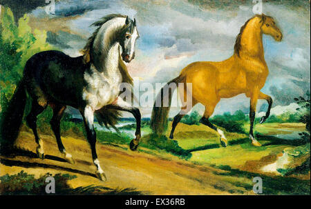 Two Horses circa 1808 by Theodore Gericault Stock Photo - Alamy