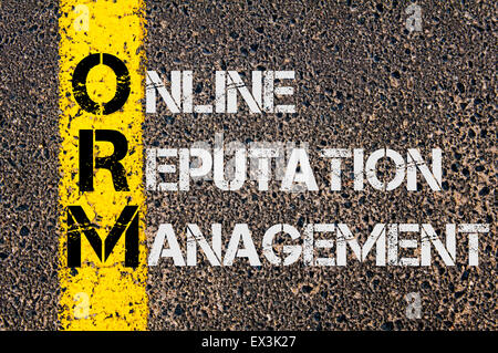 Online reputation words written on wooden block with blue background ...