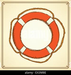 Sketch life bouy in vintage style, vector seamless pattern Stock Vector ...