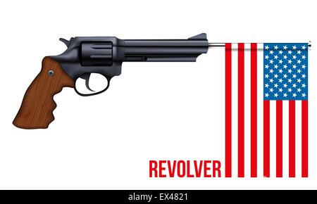 Big Revolver with USA flag. Vector Illustration isolated on white ...