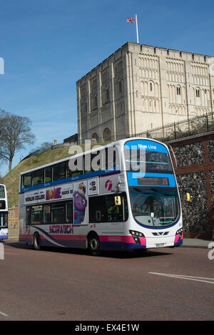 A Volvo B9TL bus with Wrightbus Gemini 2 bodywork drives around ...