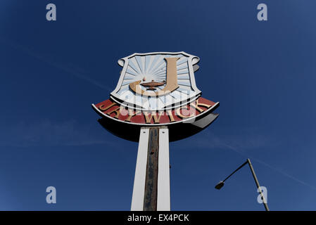 Town sign for Jaywick in Essex, one of the UK's poorest towns Stock ...