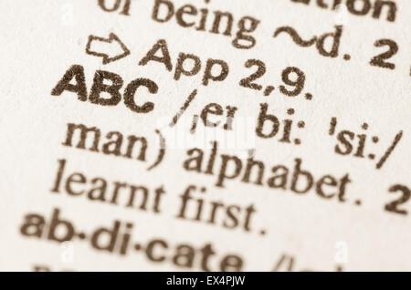 Definition of word alphabet in dictionary Stock Photo - Alamy