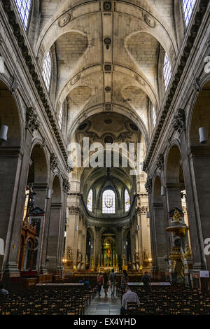 France, Paris, interior of Saint Sulpice church, the altarpiece and the ...