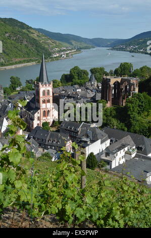 City of Bacharach with river rhine Unesco world heritage Stock Photo ...