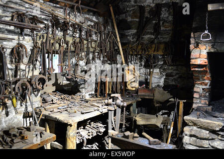 Interior of 19th century Irish blacksmith's forge at the Ulster ...