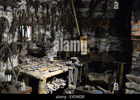 Interior of 19th century Irish blacksmith's forge at the Ulster ...