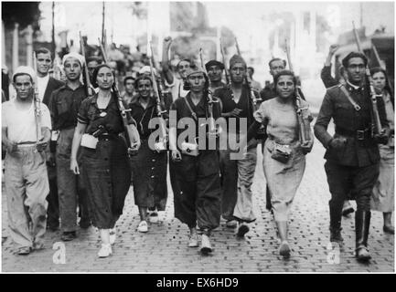 Spanish Civil War Republican militia female guard addressing a crowd in ...