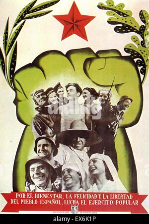 1937 Spanish Civil War, Republican & Communist propaganda poster '1 ...