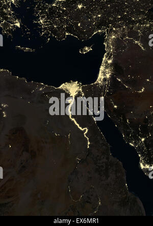 Middle East at night in 2012, with Saudi Arabia. This satellite image ...