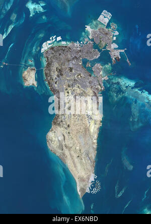 Satellite view of the Middle East (with country boundaries). This image ...