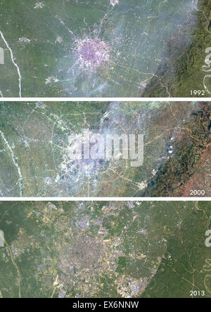 Urban Expansion, Chengdu, Sichuan, China, True Colour Satellite Image ...