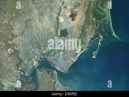 Satellite view of the coast of Mozambique aerial view of Inhaca Island ...