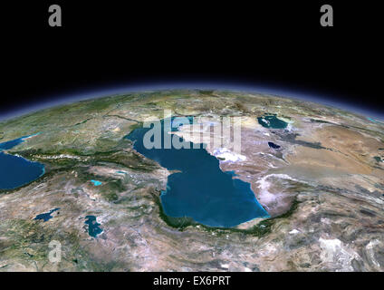 Caspian Sea, satellite image Stock Photo - Alamy