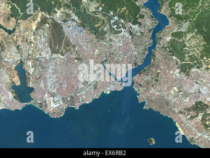 Colour satellite image of Istanbul, Turkey. Image taken on July 30 ...