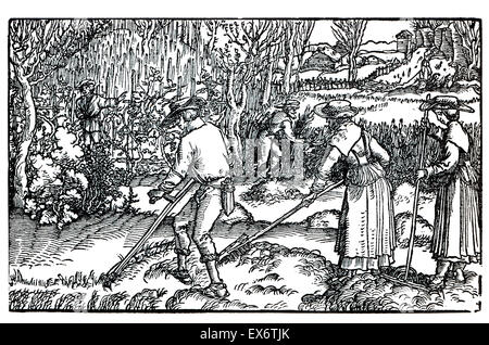 agriculture, country life, farm, woodcut by Hans Burgkmair, early 16th ...