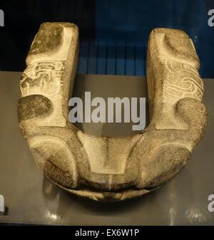 Mayan stone yoke, symbolising the yoke used in ball games by the Mayans ...