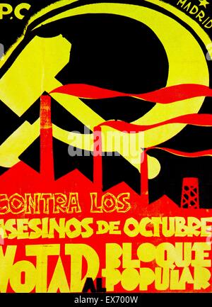 Spanish communist party election poster 1936 advocating voters to ...