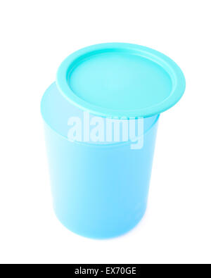 Blue plastic beaker cup with a cap Stock Photo - Alamy