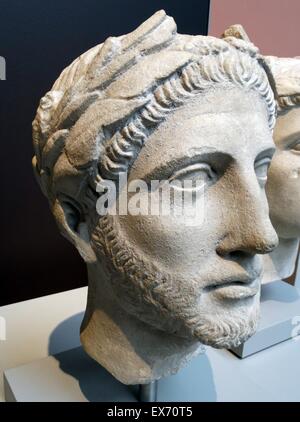 Cypriot sculpture in Greek style 350-250 BC. male heads in local ...
