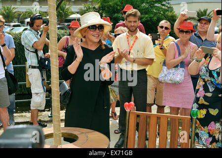 Dagmar Havlova, the widow of former Czech President Vaclav Havel, holds ...