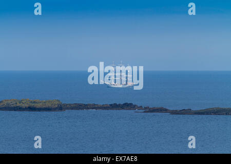 A Tall Ship off the North Antrim Coast N Ireland with a Large Tanker in ...