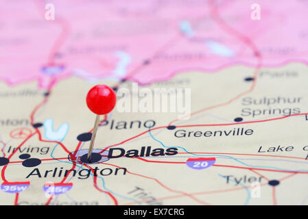 Dallas pinned on a map of Texas, USA Stock Photo - Alamy