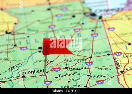 Springfield pinned on a map of Illinois, USA Stock Photo - Alamy