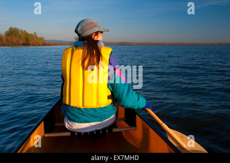 Canoeing on Vancouver Lake, Shillapoo Wildlife Area, Washington Stock ...