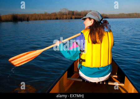 Canoeing on Vancouver Lake, Shillapoo Wildlife Area, Washington Stock ...