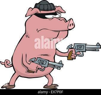 A cartoon illustration of a pig burglar stealing money Stock Vector Art ...
