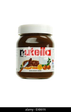 Nutella jar on a white background Stock Photo - Alamy