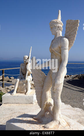 Statues of Daedalus and Icarus, Agia Galini, Crete, Greece Stock Photo ...