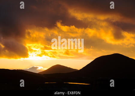 Sunset from Leverburgh on the Isle of Harris, Scotland, UK Stock Photo ...