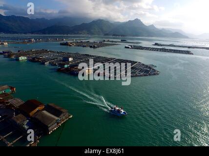 Ningde, China's Fujian Province. 9th July, 2015. A boat sails at ...
