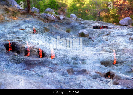 At the eternal flames of Chimaera (Yanartas), Lycia, Antalya province ...