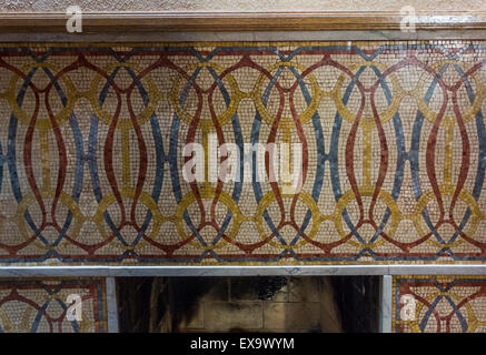 detail of mosaic fireplace, interior of the Charnley-Persky House ...