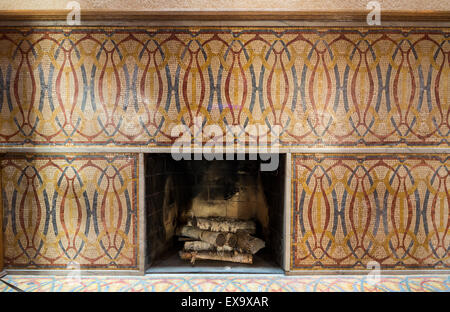 detail of mosaic fireplace, interior of the Charnley-Persky House ...