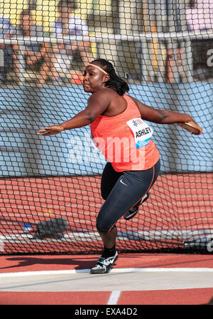 United States' Whitney Ashley competes in the women's discus throw ...