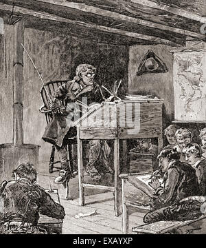 History education 18th Century School, Teacher disciplining a child ...