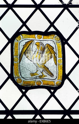 15th Century falcon stained glass, St. Lawrence`s Church, Barton-on-the ...