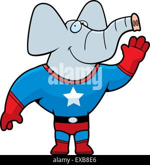 A happy cartoon superhero elephant in a costume Stock Vector Image ...