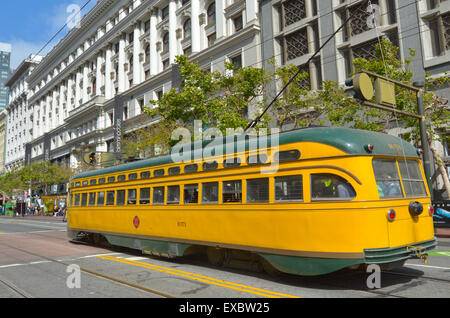 PCC trolley car on Market Street, San Francisco, California USA Stock ...