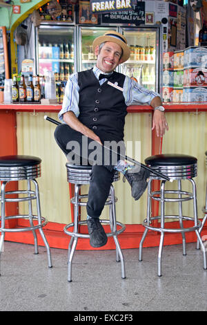 Portrait of Mr. Strange, the barker at Sideshow by the Sea in Coney ...