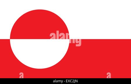 The Greenland national flag of a red and white circle on a red and ...